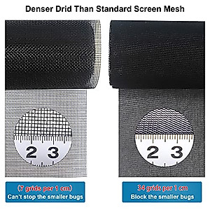 Solar Window Screen Mesh, Anti-UV Solar Screen Fabric Replacement 55" x 118", Adjustable Pollen/Dust/Floc/Rain Barrier Net for Windows, Door, Patio (Black)