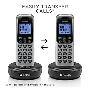 Motorola Voice Cordless Phone System w/ 3 Digital Handsets + Answering Machine, Remote Access, Call Block - Dark Grey (T613)