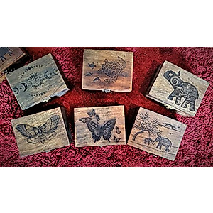 Engraved Wooden Tarot Box for Cards Crystal Holder | Sun and Moon Fortune Telling Astrology Trinket Keepsake Box. Fengshui Luck Talisman Decorative Gift Case/Holder