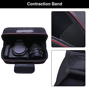 Camera Case for Canon EOS Rebel R100 / R50 / T7 / R5 / R6 Mark II / R7 / R8 / 90D / 5D Mark IV, Sony, Nikon DSLR SLR Camera, 18-55mm Lens, SD Card, Battery and Cable with Shoulder Strap, Black