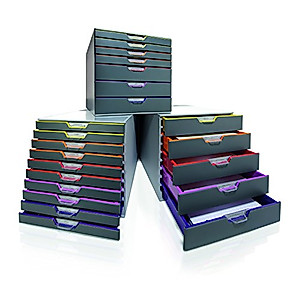 Durable 760727 VARICOLOR 7, Drawer Desk Storage Box, Gray & Multicolor