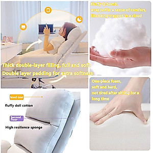 Ergonomic Reclining Office Chair,Retractable Footrest,with 135° Backrest, Executive Swivel Fabric Chair for Office, Home, Study A White