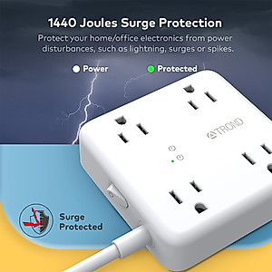 TROND Ultra Thin Flat Plug 5ft Extension Cord with 4 USB Ports(1 USB C Charger)+TROND Bluetooth 5.2 Transmitter Receiver, 2-in-1 Bluetooth Adapter for TV to Airpods or Wireless Headphones