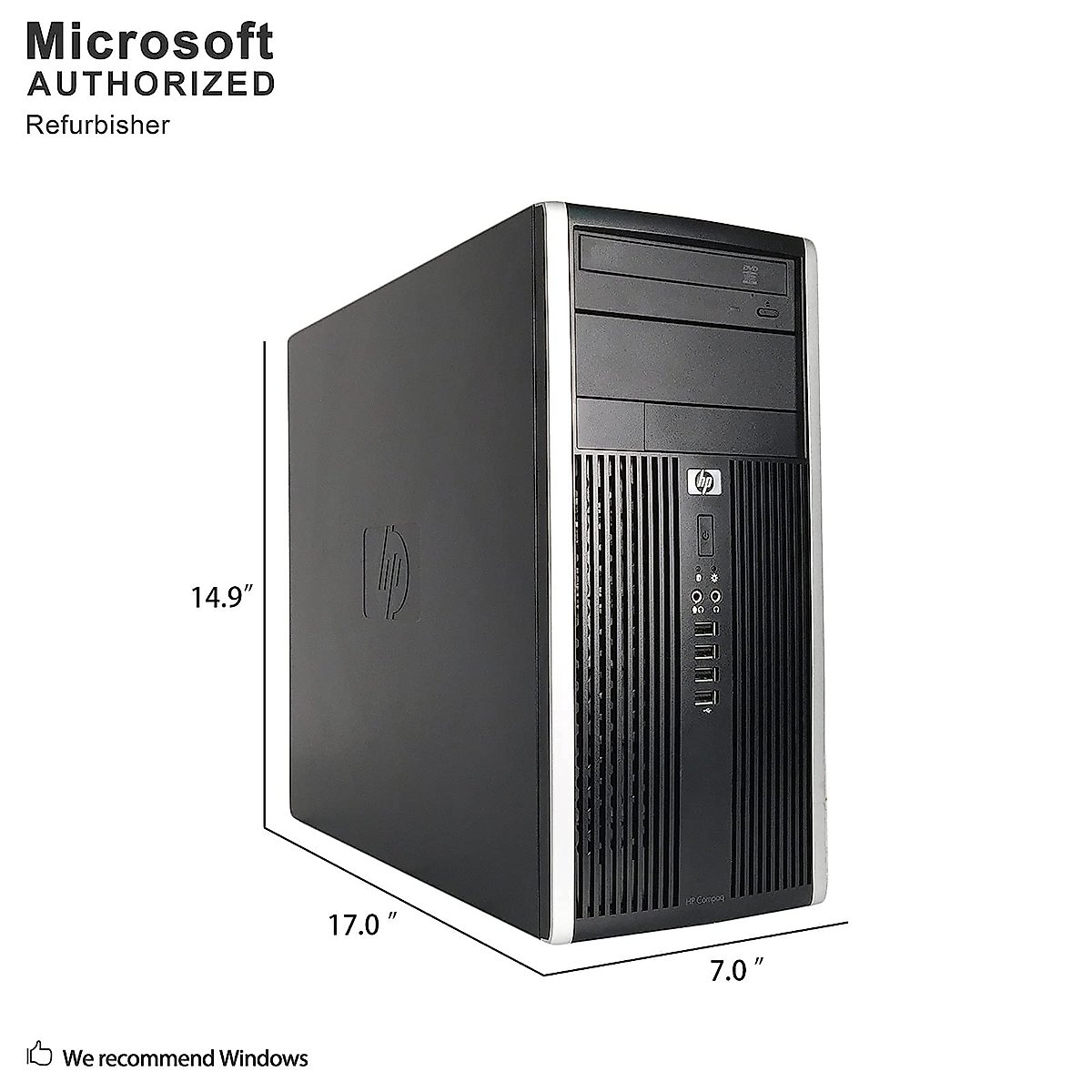 HP Compaq Pro 6200 Tower Desktop PC, Intel Core i3-2100 3.1GHz, 8G DDR3, 500G, WiFi, Bluetooth 4.0, DVD, Windows 10 64-Multi-Language Support English/Spanish/French (Renewed)