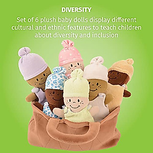 Creative Minds Basket of Babies Soft Baby Dolls, Sensory Toys, Multicultural, Diversity, Inclusion and Social Emotional Learning, Baby Toys for All Ages, Set of 6 Plush Dolls, Multicolor