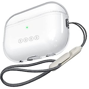DamonLight Airpods Pro 2 Case Clear with Lanyard, Compatible with Mag-Safe/Wireless/Apple Watch Charging Soft TPU Protective Case Cover for Apple AirPods Pro 2 2022 Released (White)