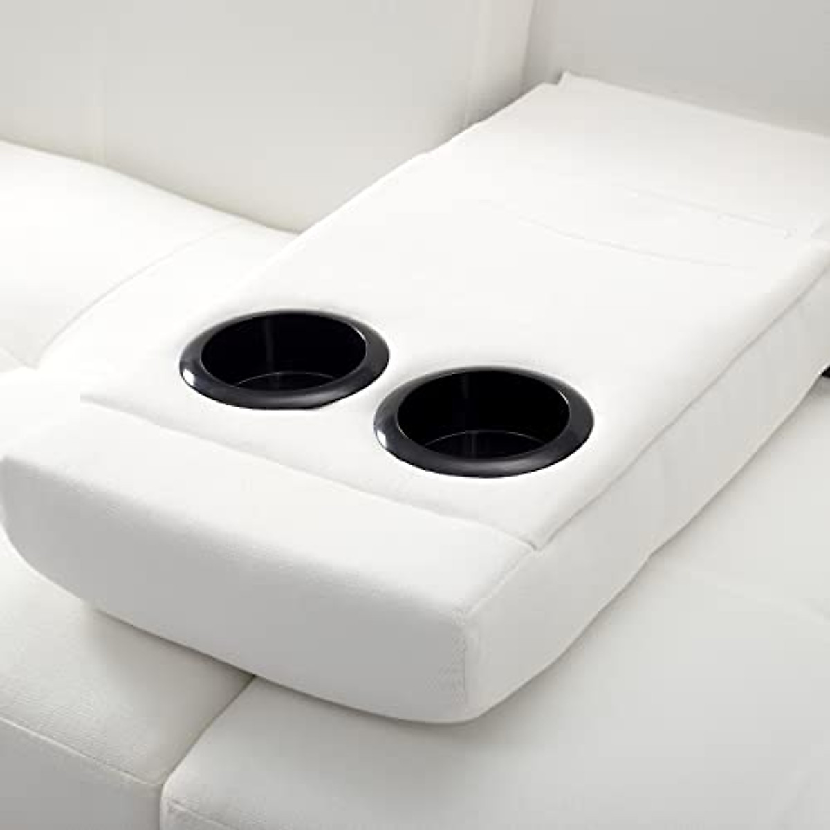 Verfur Convertible Sleeper, White w/ 2 Cupholders and Removable Pillow Top Armrest