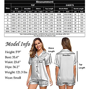 SWOMOG Womens Silk Satin Pajamas Set Two-piece Pj Sets Sleepwear Loungewear Button-Down Pj Sets Grey