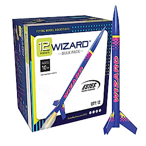 Estes - 1754 Wizard Flying Model Rocket Bulk Pack (Pack of 12) | Intermediate Rocket Kit | Step-by-Step Instructions | Science Education Kits | Great for Teachers, Youth Group Leaders and Birthdays