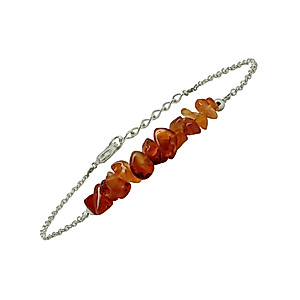 Gempires Real Carnelian Crystal Bracelet, Everyday Wear Bracelet, Gift for Her, Orange Healing Stones with 8 inch Silver Plated Adjustable Chain (Carnelian)