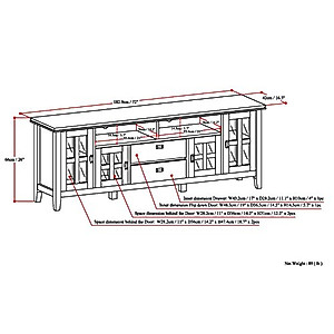 SIMPLIHOME Artisan Solid Wood 72 inch Wide Contemporary TV Media Stand in Farmhouse Grey for TVs up to 80 inches