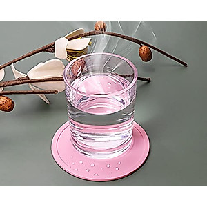 ONLYKXY 3 Pieces 3.93 Inch Silicone Coasters, Round Coasters for Drinks, Beverage Coffee Tea Coaster (Pink)