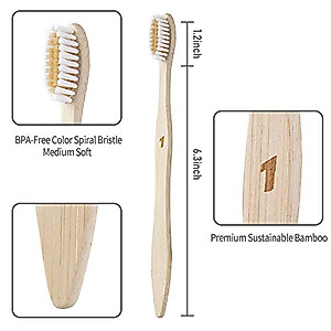 Bamboo Toothbrushes, BPA Free Medium Soft Bristle, Natural Biodegradable Wooden Toothbrush, Pack of 10