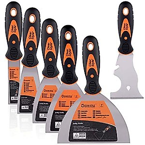 CLEAR STYLE Putty Knife And Painters Knife 6 Pack Set, Dry Wall Taping Knife with Pro Grip Handle