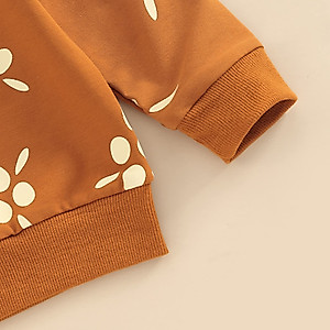 Baby Girl Fall Clothes Long Sleeve Sweatshirts Tops and Pants Set 2 Piece Toddler Girl Cute Floral Outfits (Ginger,18-24 Months)
