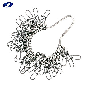 OCEAN CAT 60-150 Pcs American Swivel with Duo Lock Pin Snap Fishing Snaps Kit Hooked Cross Snaps Stainless Steel Sea Fishing Tackle Hook Lure Connector Fishing Swivel Size 1#2#4#6#8# (#6, 150 pcs)