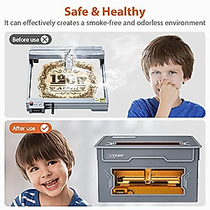 ATEZR Enclosure for Laser Engraver with Pipe and Exhaust Fan, 29.92x28.74x15.75 Inch Foldable Flame Retardant Laser Engraving Machine Protective Cover for Most Laser Cutter Machine