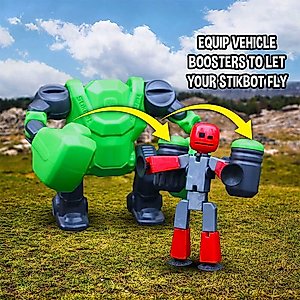 StikBot Zing Megabots 3 Pack, Complete Set of 3 Poseable Action Figures and Mega Vehicles, Turbo Cycle, Knockout and Avalanche