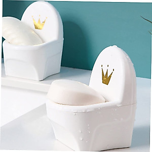 Cabilock 1pc Box Toilet Soap Box Bathroom Soap Case Plastic to Go Containers Soap Case Holder Soap Drainer Stair Basket Bath Sponge Bar Soap Dish Soap Storage Pp Cartoon White Storage Rack