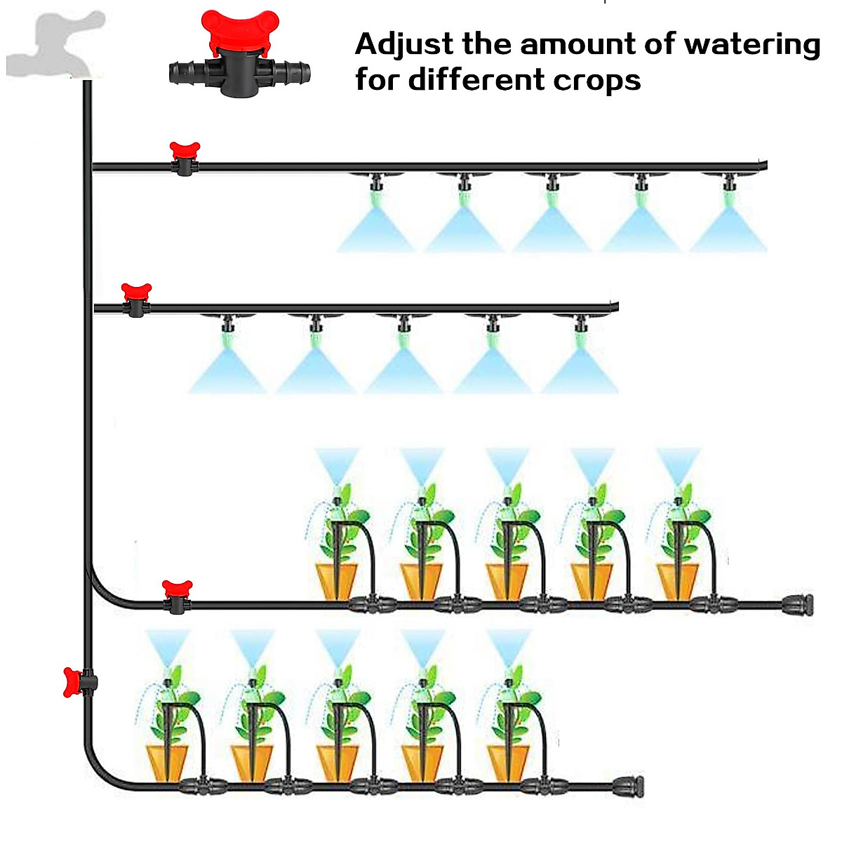 Hottche drip irrigation parts Barbed Ball valve 16mm 1/2 inch drip irrigation tubing shut off valve 10pack