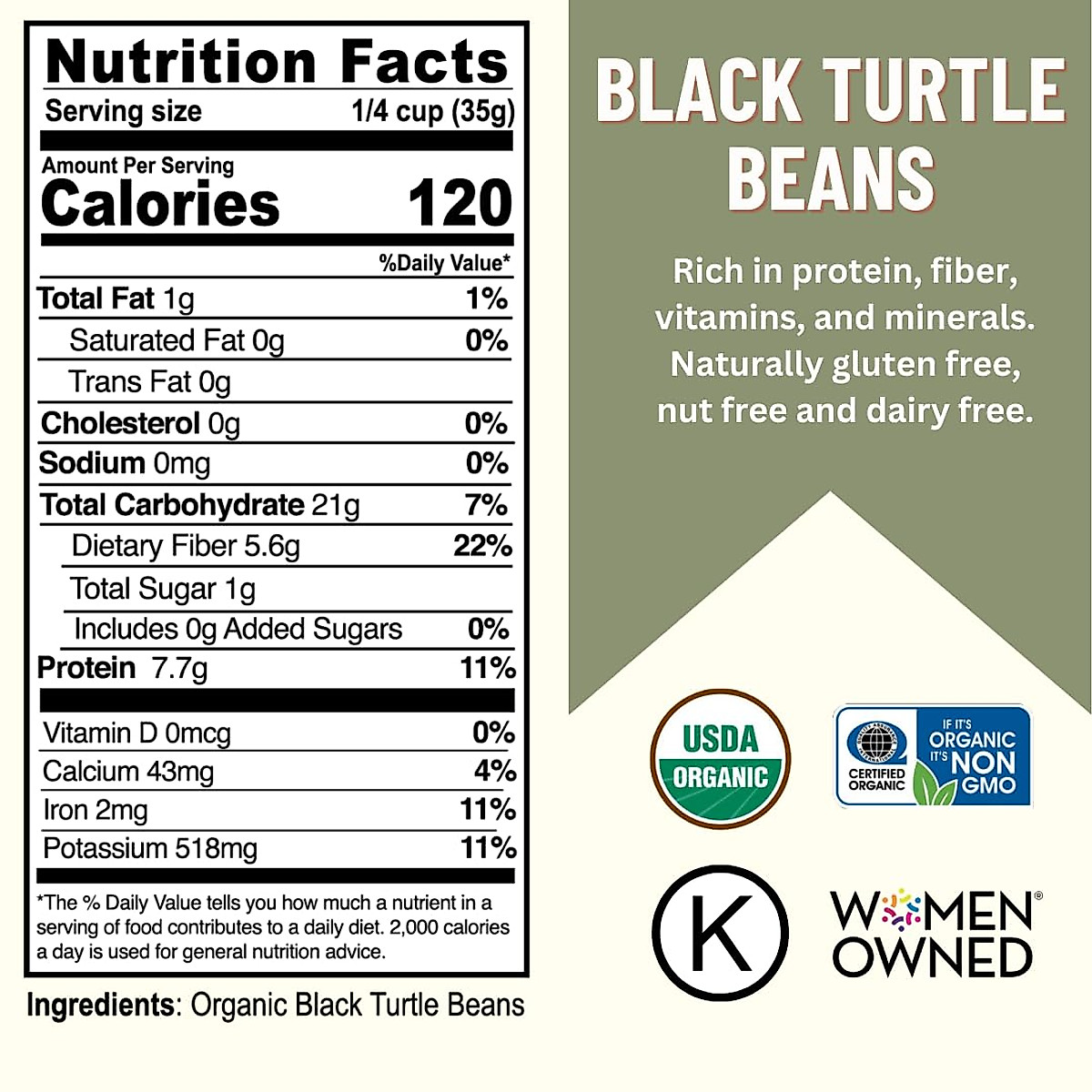 Mountain High Organics - 5 lbs, Organic Dry Black Beans, Non-GMO, Vegan, Certified USDA Organic Whole Dried Black Beans, Plant Based Protein and Fiber