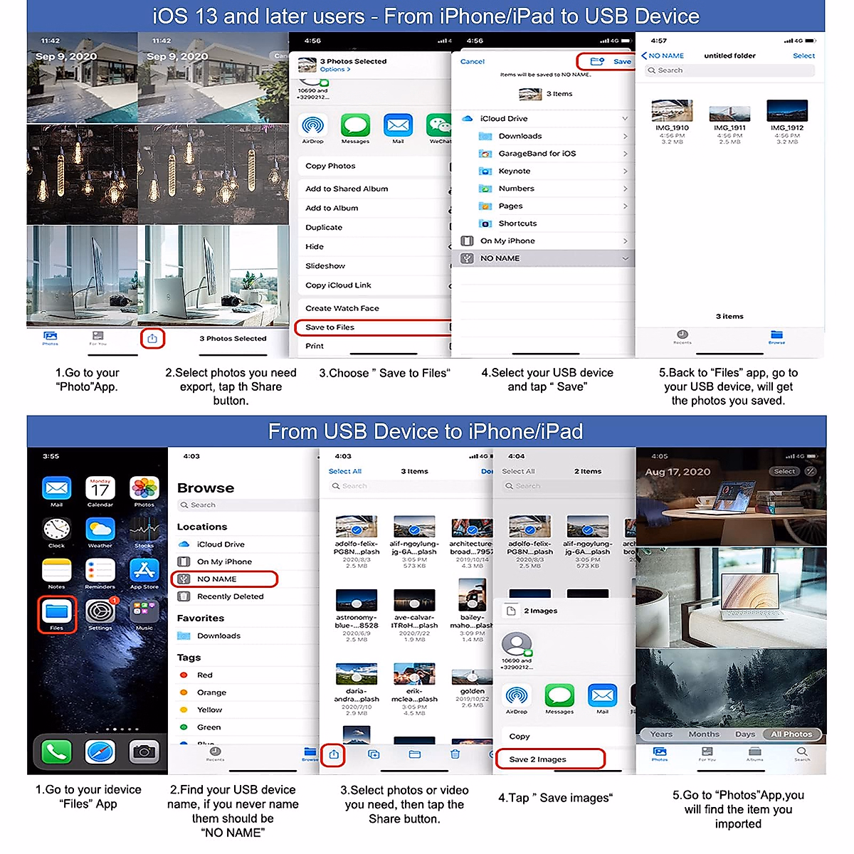 INVERSE NET HDMI Adapter for iPhone,USB to iPhone Adapter,SD Card Reader for iPhone,6 in 1 USB Camera Adapter,Support MIDI Keyboard, Mouse, HD TV/Projector/Monitor, No APP Needed