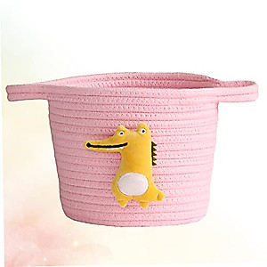 Alasum Mini Laundry Basket Woven Baskets Toy Storage Bins Desktop Stand Mini Cotton Rope Baskets Small Storage Baskets Pink Storage Box Cosmetic Container To Weave Brush Holder Child