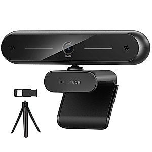 DEPSTECH Webcam with Microphone for Desktop, DW10 USB Webcam 1080P, Web Cameras for Computers, Computer Camera with Microphone for PC, Desktop, Laptop, Streaming Webcam with Cover Slide & Tripod