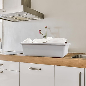 Oymlclivisa 25 L Plastic Commercial Bus Tubs, Restaurant Bus Boxes, Gray, 4 Packs