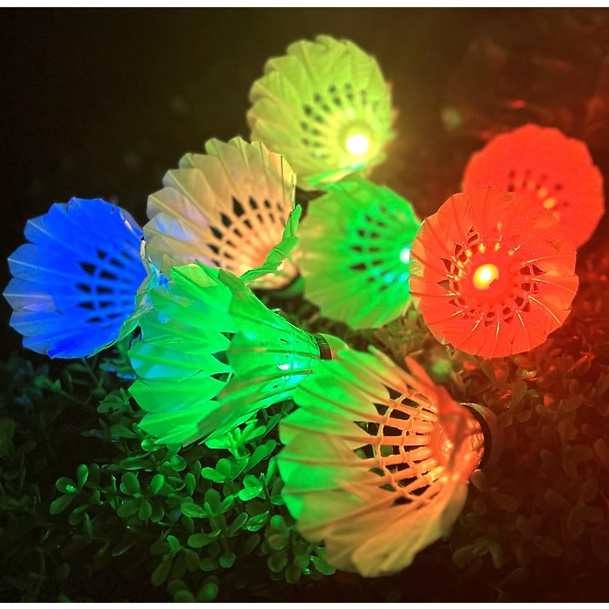 Inngree LED Badminton, [10 Pack] Colourful Shuttlecock Dark Night Goose Feather Glow Birdies Lighting Outdoor Indoor Sport Activities(10PCS)