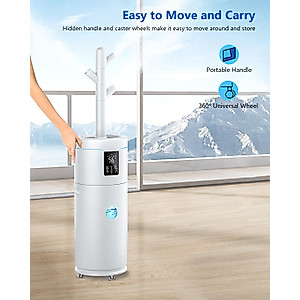 17L/4.5Gal Ultra Large Humidifiers for Bedroom 2000 sq ft, Quiet Humidifiers for Large Room, Tower Humidifier with 4 Mist Mode & Extension Tube for Home School Office Commercial Greenhouse Plants