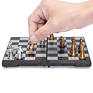 Yellow Mountain Imports Travel Magnetic Chess Mini-Set (6.3 Inches) - Compact, Folding, Educational Board Game