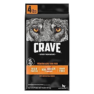 CRAVE Grain Free High Protein Adult Dry Dog Food, Chicken, 4 lb. Bag