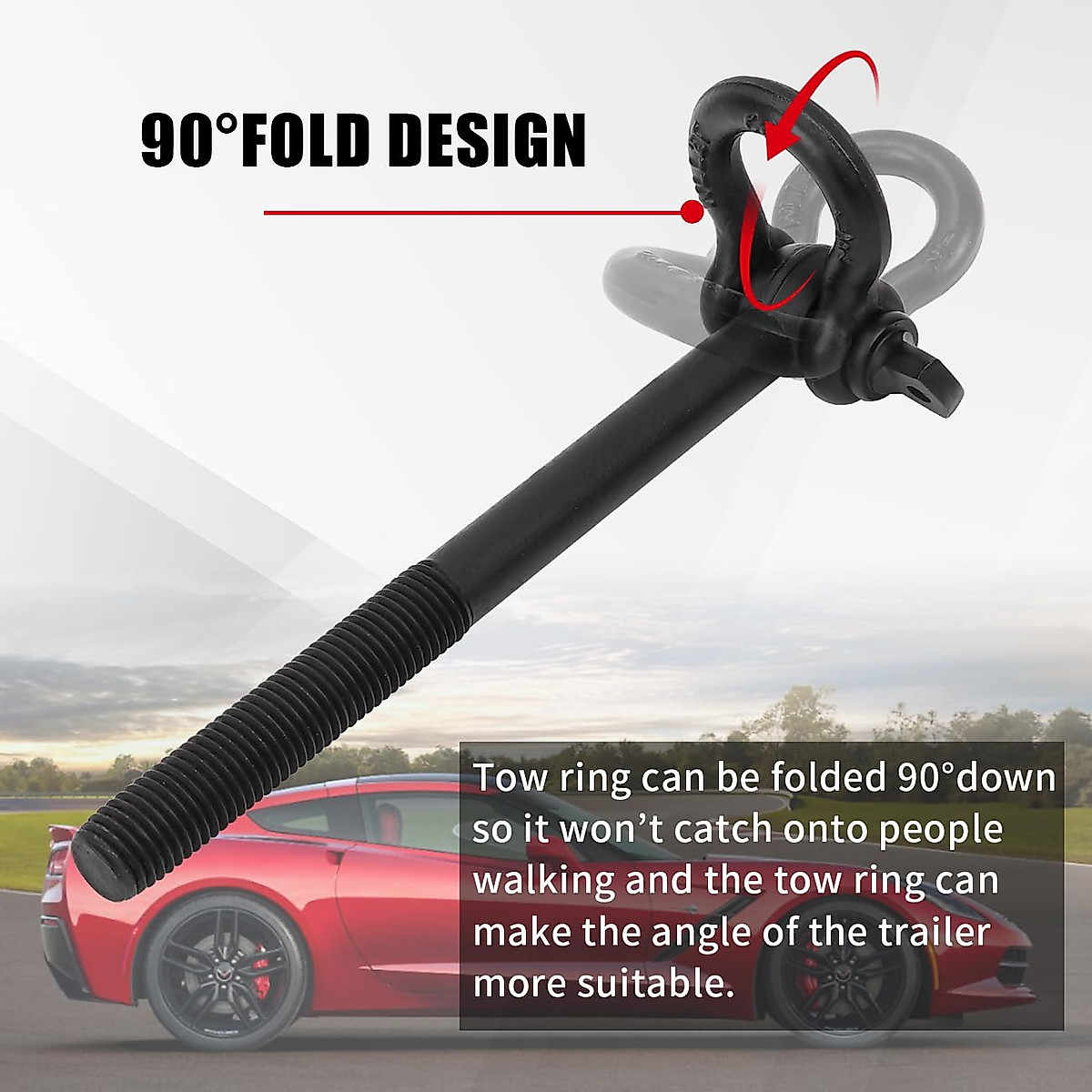 Sulokiy Tow Hook Front Rear Bumper Mid Engine Towing Hooks Trailer Hitch Compatible with for 2014-2024 Chevy Corvette C7 C8 GS Z06 ZR1 P/N Replacement for 15234068,Black