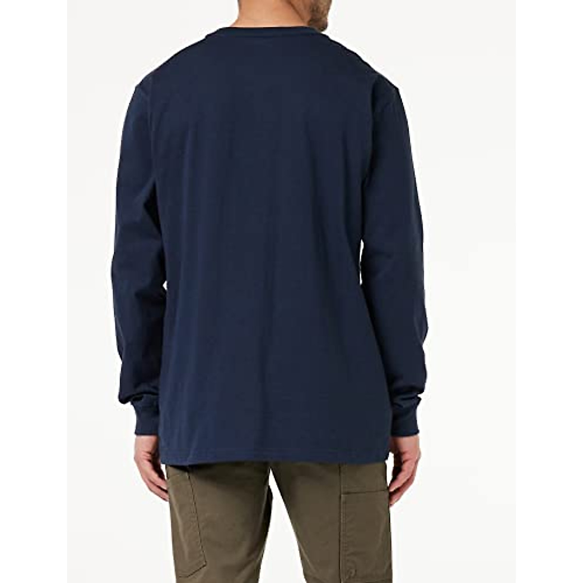 Carhartt Men's Loose Fit Heavyweight Long-Sleeve Pocket Henley T-Shirt, Navy, Small