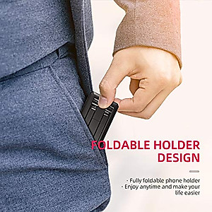 Phone Holder, Adjustable Desktop Phone Stand, Fully Foldable Phone Cradle Dock, Office Accessories, Compatible with iPhone/Kindle, All Smartphone(4-8 inches) - Black