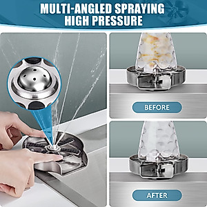 Ever Variety Glass Rinser for Kitchen Sink- Brushed Nickle Kitchen Sink Glass Rinser- 304 Stainless Steel Glass Washer for Kitchen Sink- Baby Bottle Rinser Sink Attachment with Silicon Arms