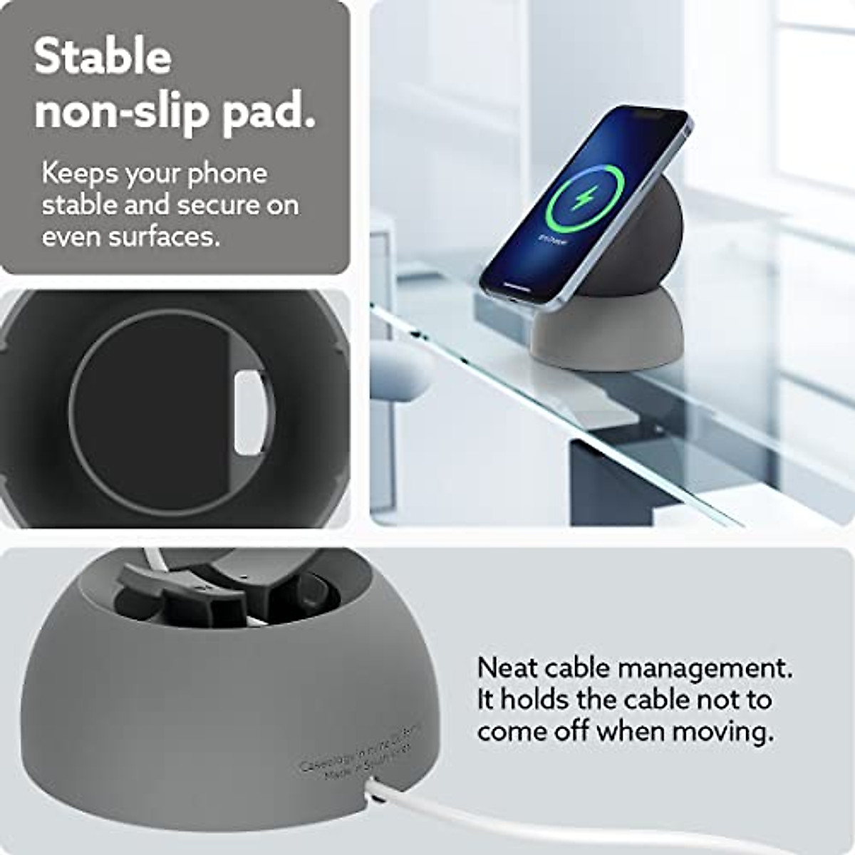 Caseology Nano Pop Stand for Magsafe Charger (Charger & Cable NOT Included) for iPhone 14,13,12 Pro Max, Pro, 14 Plus, 14, 13, 12, Mini - Black Sesame