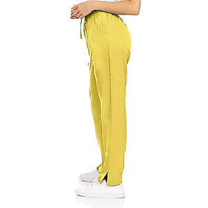 MediChic Mini Marilyn Womens Scrubs 4-Way Stretch Straight Leg Six Pocket Pants with Cargo Pockets Yellow