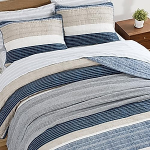 Nautica - Queen Quilt Set, Cotton Reversible Bedding with Matching Shams, Home Decor for All Seasons (Ridgeport Denim, Queen)