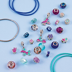 Make It Real - Halo Charms Bracelets True Blue - DIY Charm Bracelet Making Kit - Friendship Bracelet Kit with Beads, Charms & Cord - Arts & Crafts Bead Kit for Girls - Makes 3 Bracelets