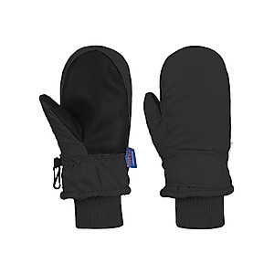 Century Star Toddler Mittens Snow Gloves for Kids Waterproof Toddler Gloves Winter Baby Boys Girls Ski Mittens Black 2-4 Years