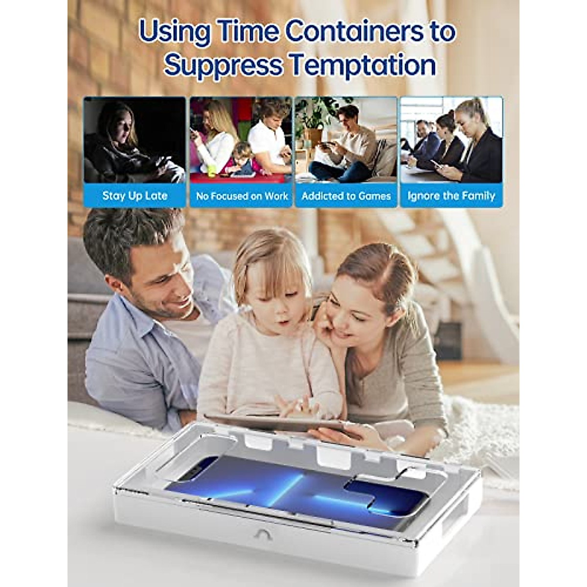 Phone Lock Box, Cell Phone Jail Box to Help Kids/Students Prevent Phone Addiction, Phone Locker, Phone Self Control Boxes for iPhone 14/13 pro/Sumsung/Google