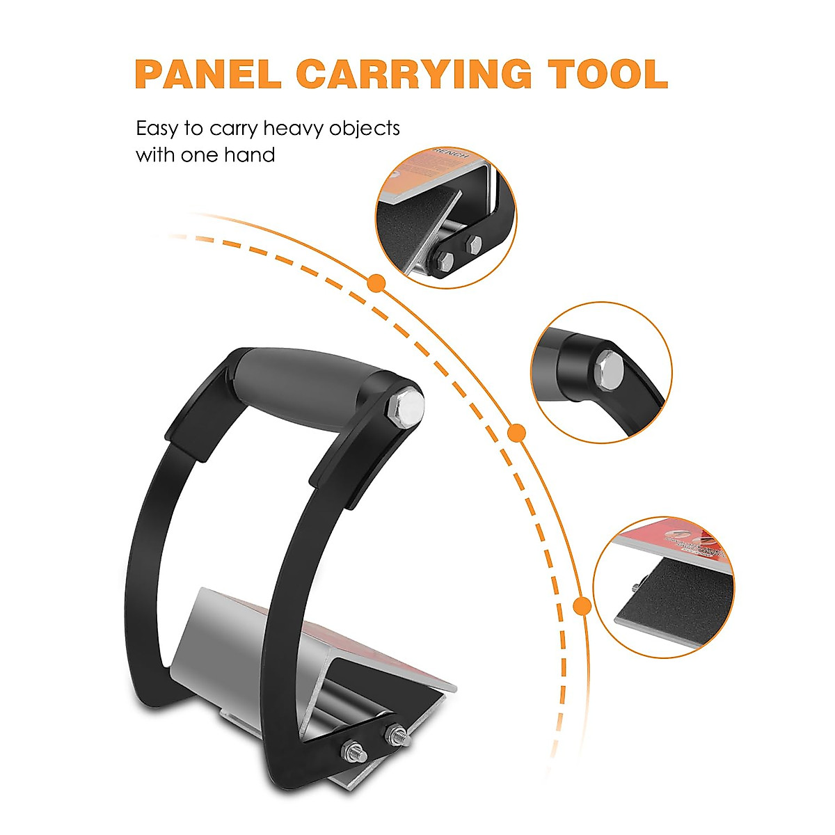 Panel and Plywood Carrier Tool, 0 to 1 Grip Range Sheetrock Gripper Carrying Soft-Grip Handle Gripper Lift Heavy Duty Metal Gripper for Clamp Wood Board or Drywall Lifter with Single Hand