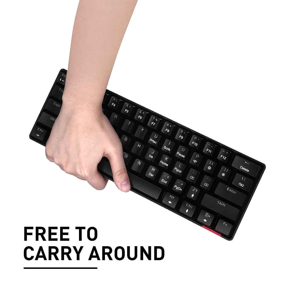 havit Wireless 60% Mechanical Keyboard 61 Keys Rainbow Backlit Gaming Keyboard Bluetooth 5.0/Type-C Wired Programmable Computer Keyboard with Red Switch for Multi-Devices PC Mac Laptop (Black)