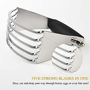 Pastry Cutter, Stainless Steel Dough Blender, Heavy Duty Pastry Blender and Dough Cutter with Blades for Butter, Pie Crust and Cake