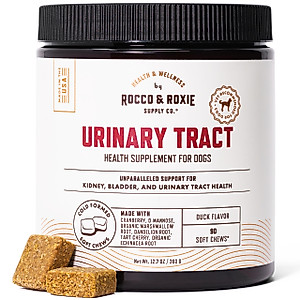 Rocco and Roxie Dog UTI Treatment, Cranberry Supplement for Dogs, Bladder Control, Urinary Tract Support with D-Mannose and Tart Cherry, Incontinence Health Supplements, Dog Treat Soft Chews 90 ct