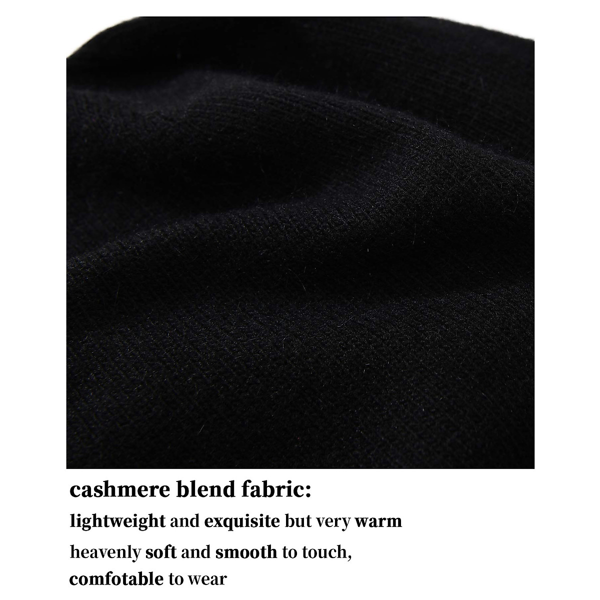 jaxmonoy Winter Knit Beanie Hats for Women ，Cashmere Wool Blend Warm Soft Skully Knitted Slouchy Beanies Cap Hat - Black