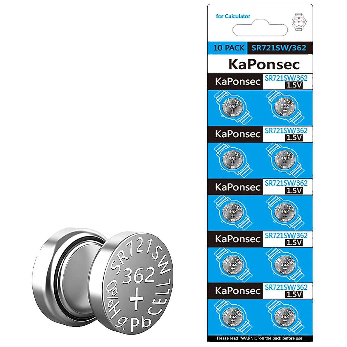 KaPonsec SR721SW 362 361 1.55v Watch Battery 10 Count (Pack of 1)
