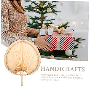 Outanaya Manual Handmade Fan Lightweight Palm Leaf Summer Accessory Handheld Old Fashioned Straw Fan for Wedding